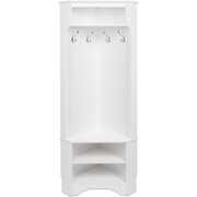 Rent to own Traditional Corner Hall Tree With Storage, White | RTBShopper