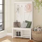 Rent to own Woven Paths Scandi Farmhouse Entryway Hall Tree Bench ...