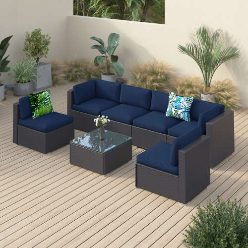 Rent to own MF Studio 7 Piece Outdoor Sectional Patio Sofa Set Outdoor ...